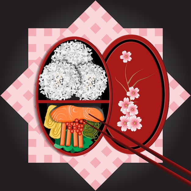 Vibrant Japanese Bento Box with Sakura Blossoms | Jiffy Designs