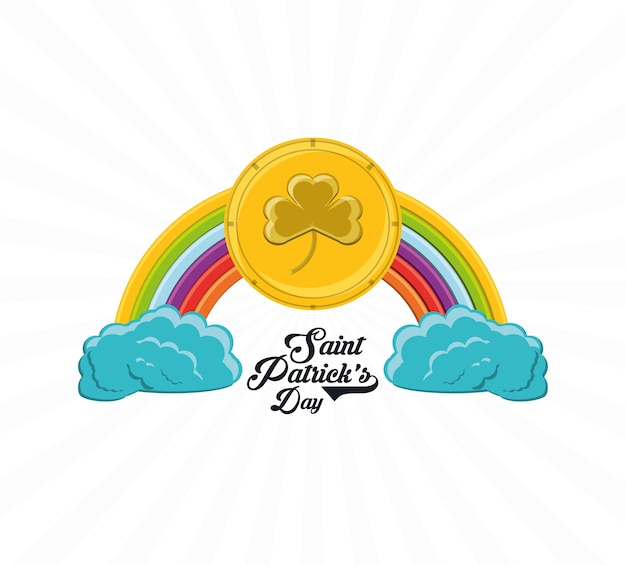 Vibrant Shamrock-Adorned Coin Under Colorful Rainbow | Jiffy Designs