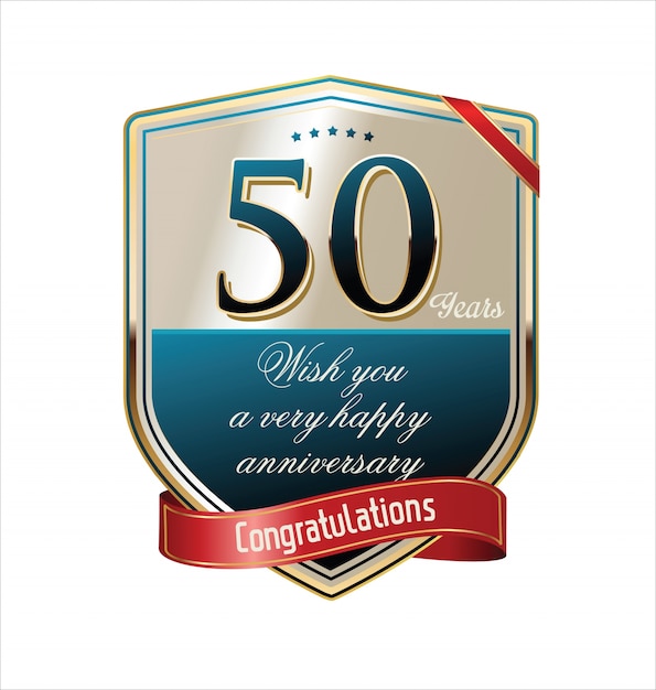 50th Anniversary Congratulatory Emblem with Vintage Crest Design ...
