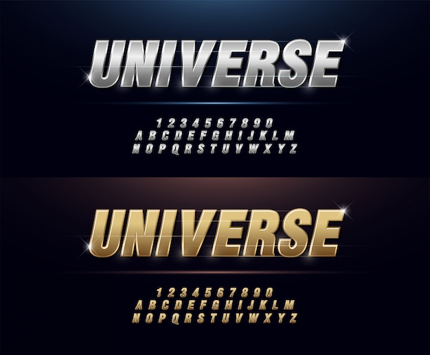 Cosmic Lettering: Metallic Universe Typography Display | Jiffy Designs