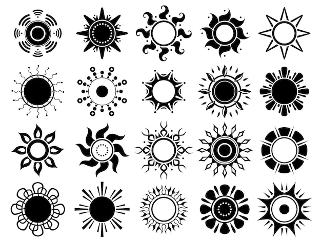 Diverse Collection of Stylized Sun Symbols and Celestial Motifs | Jiffy ...