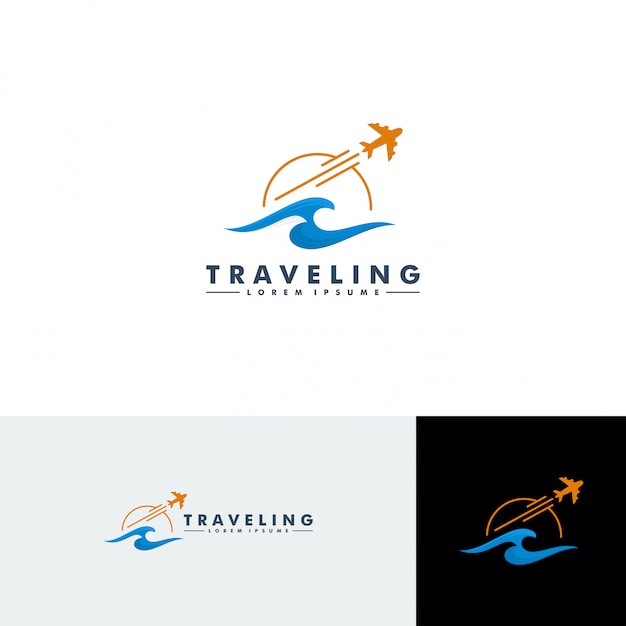 Vibrant Traveling Emblem with Soaring Plane | Jiffy Designs