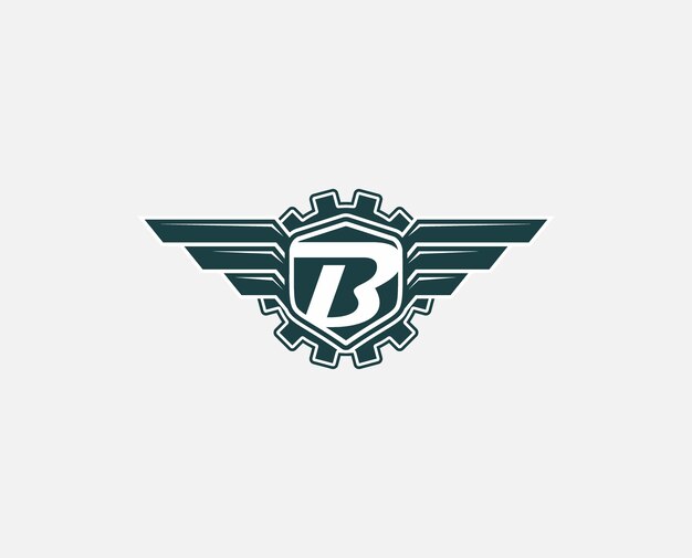 Sleek and Powerful Mechanical Wing Emblem with Letter B | Jiffy Designs
