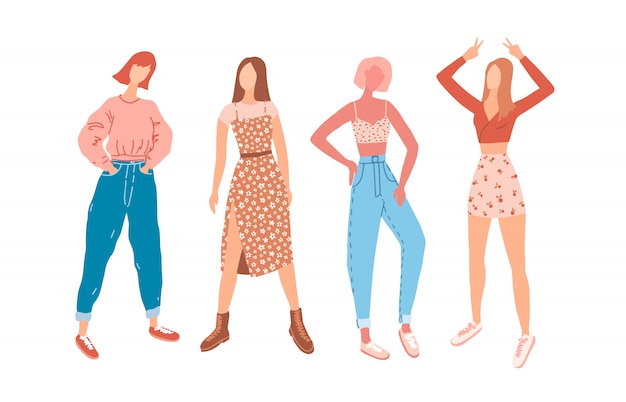 Diverse Women in Vibrant Outfits Celebrating Self-Expression | Jiffy ...