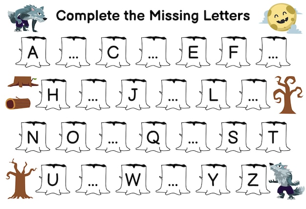 Enchanting Forest Creatures Alphabet Puzzle: Complete the Missing ...