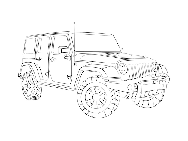 Rugged and Versatile Jeep Wrangler Outlined in Sleek Design | Jiffy Designs