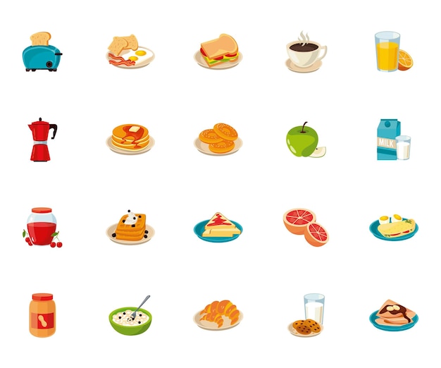 Delectable Breakfast and Brunch Icons: A Vibrant Collection | Jiffy Designs