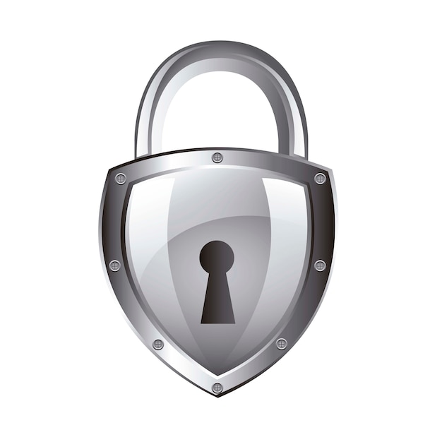 Stylized Shield Lock Icon with Metallic Sheen and Keyhole | Jiffy Designs