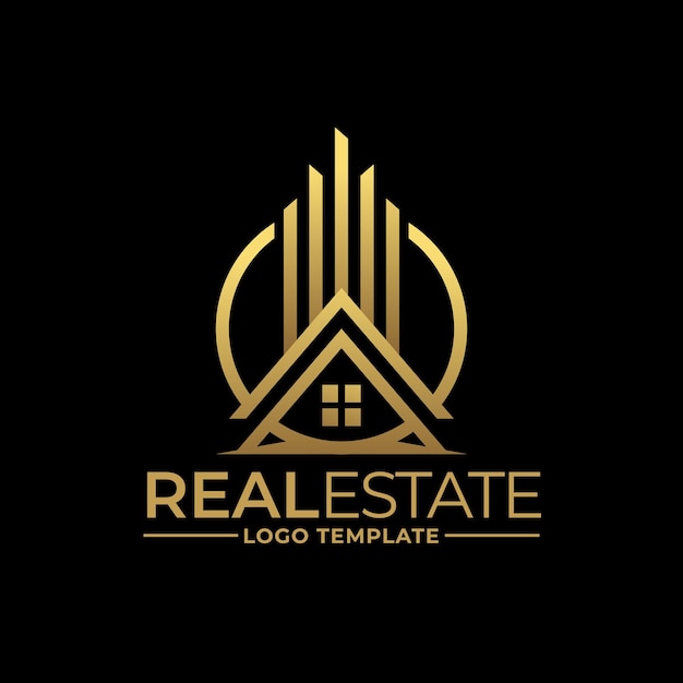 Elegant Golden Real Estate Logo with Architectural Emblem | Jiffy Designs