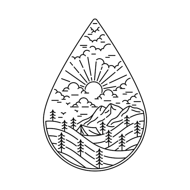 Captivating Landscape Illustration in Teardrop Shape | Jiffy Designs