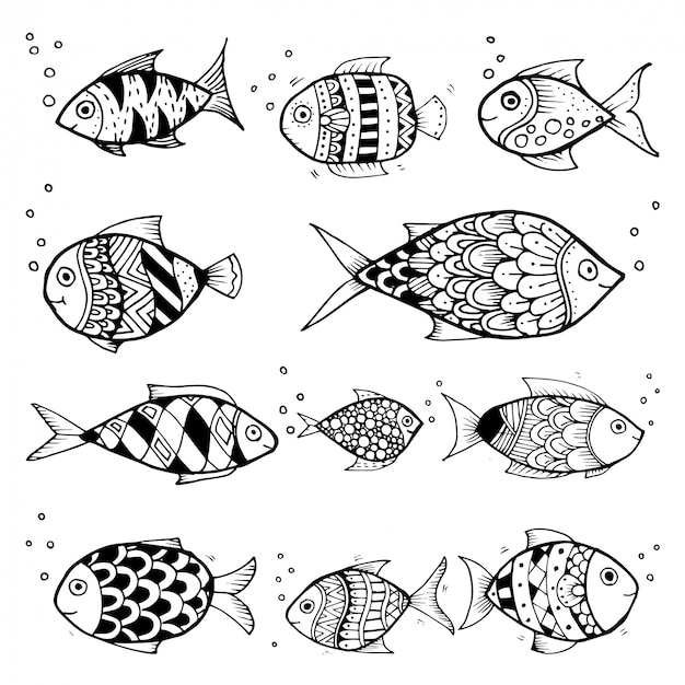 Enchanting Aquatic Creatures: A Vibrant Collection of Patterned Fish ...