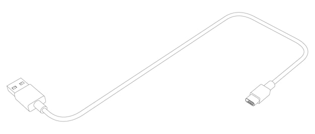 Minimalist Illustration of a USB Cable and Connector | Jiffy Designs