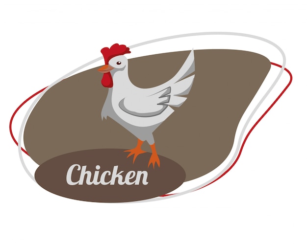 Stylized Chicken Illustration with Text on Brown Background | Jiffy Designs
