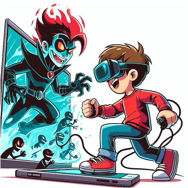 Futuristic Gaming Showdown: Player vs. Virtual Adversary | Jiffy Designs