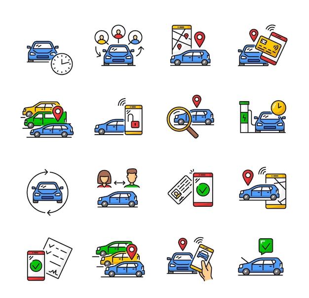 Vibrant Collection of Automotive-Themed Icons for Diverse Applications ...