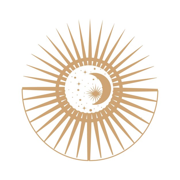 Radiant Sun and Crescent Moon in Elegant Gold | Jiffy Designs
