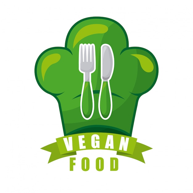 Vegan Food Logo with Chef Hat and Utensils Icon | Jiffy Designs