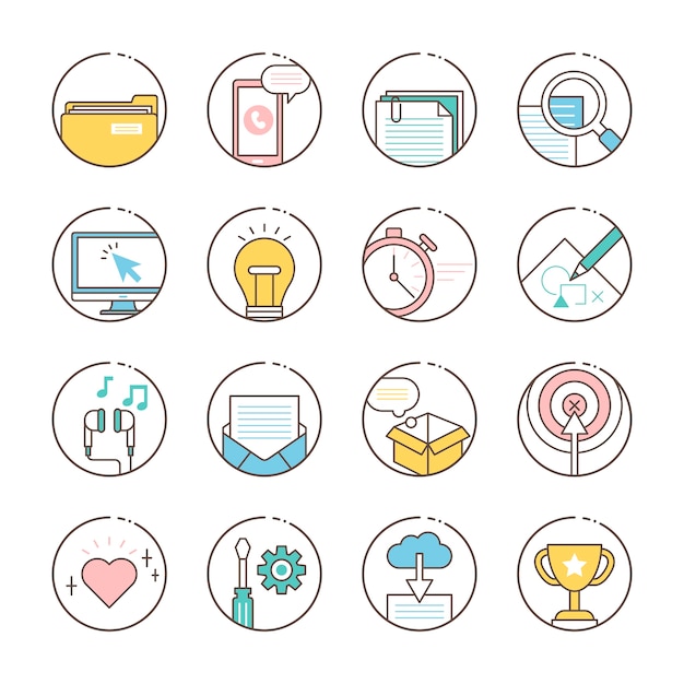 Vibrant Circular Icons Depicting Diverse Concepts and Activities ...