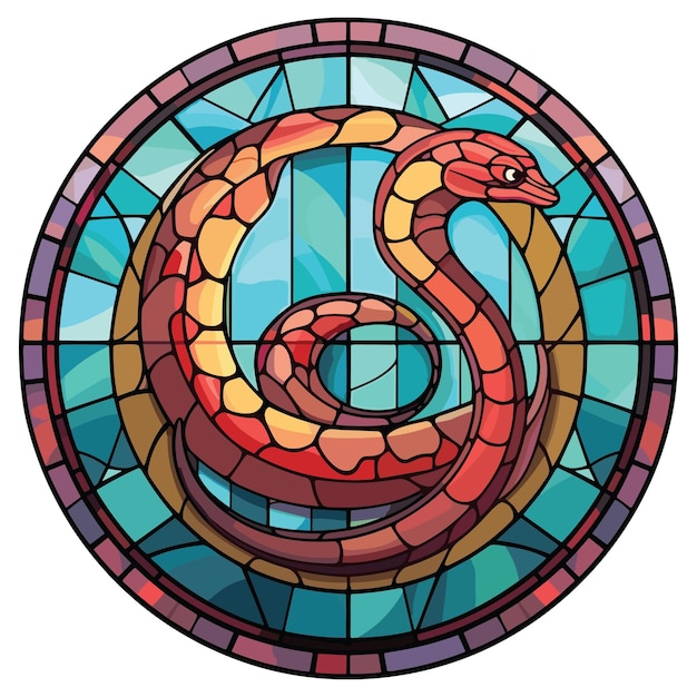 Vibrant Stained Glass Serpent Emblem | Jiffy Designs