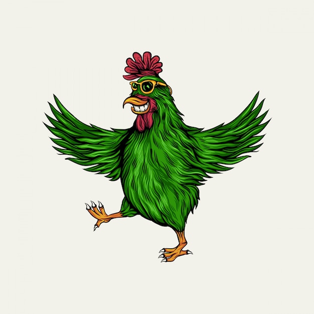 Vibrant Green Rooster with Striking Plumage and Comb | Jiffy Designs