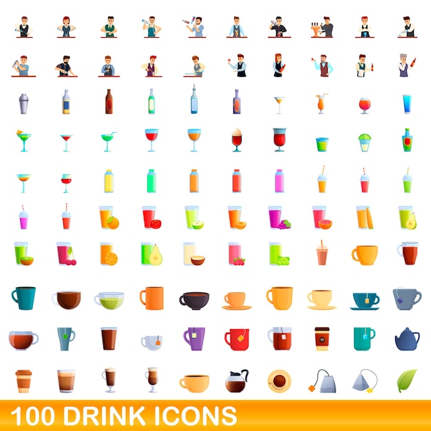 Vibrant Collection of 100 Diverse Drink Icons | Jiffy Designs