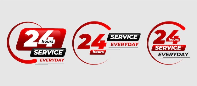 Vibrant 24-Hour Service Emblems with Bold Typography | Jiffy Designs
