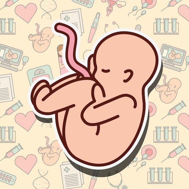 Cozy Cartoon Fetus with Whimsical Office Supplies | Jiffy Designs