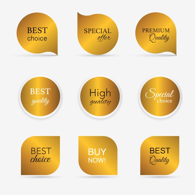 Elegant Golden Promotional Badges with Inspiring Textual Designs ...