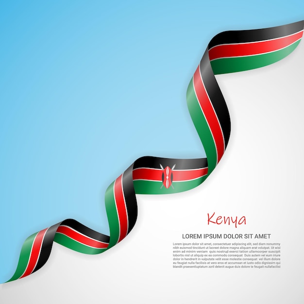 Vibrant Kenyan Flag Ribbon Flowing Against Blue Sky | Jiffy Designs