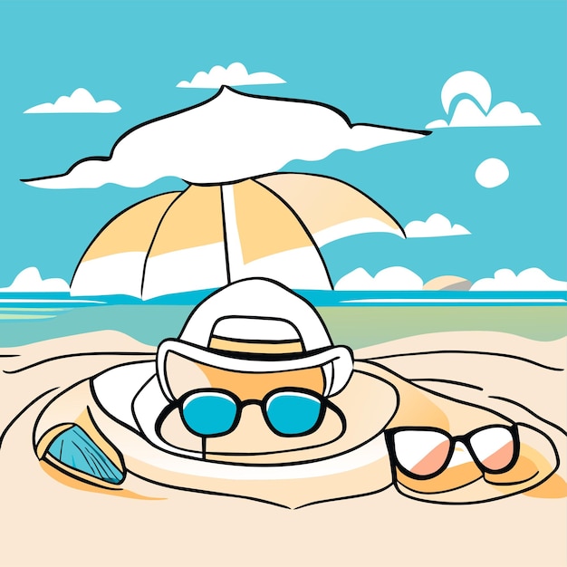 Vibrant Beach Scene with Sunbathing Essentials | Jiffy Designs