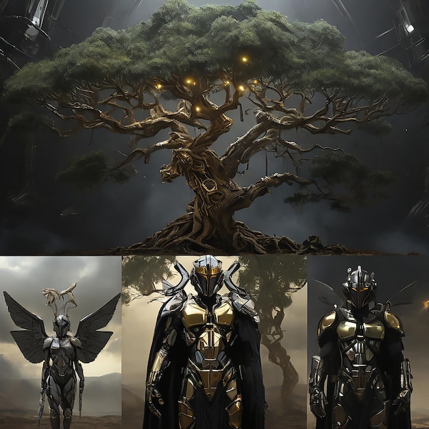 Enchanted Tree with Glowing Lanterns and Mystical Creatures | Jiffy Designs