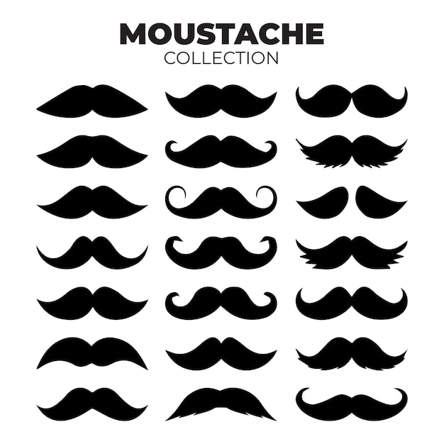 Diverse Mustache Styles in Silhouette Collection | Jiffy Designs