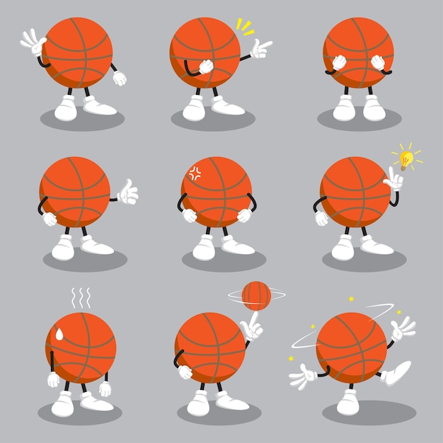 Lively Basketball Characters in Playful Poses | Jiffy Designs