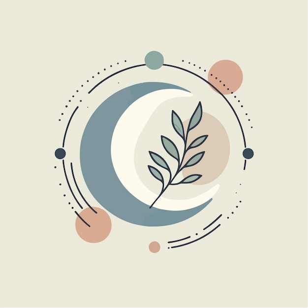 Elegant Crescent Moon and Botanical Motif | Jiffy Designs