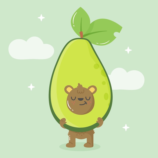 Adorable Pear-Shaped Bear in Whimsical Cartoon Landscape | Jiffy Designs