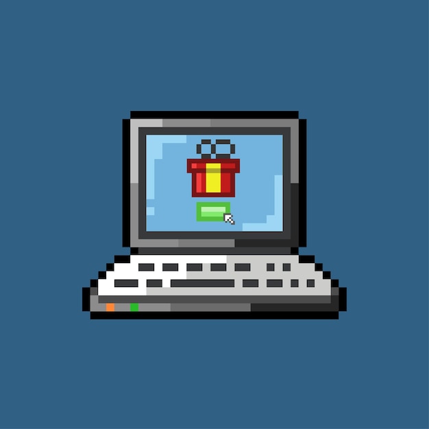 Vibrant Pixel Art Gift on Retro Computer Screen | Jiffy Designs