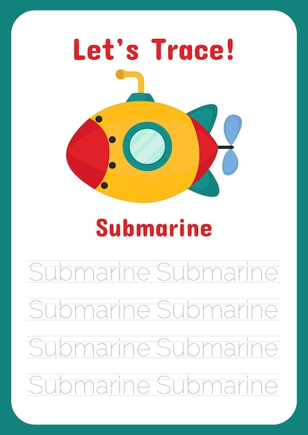 Vibrant Submarine: A Playful Tracing Adventure | Jiffy Designs