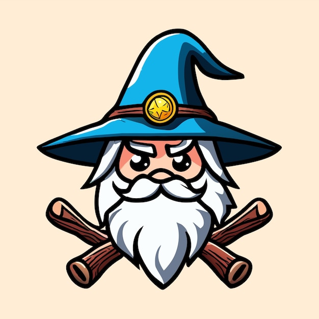 Enchanting Wizard Emblem with Crossed Wands | Jiffy Designs