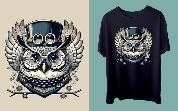 Majestic Winged Owl Emblem with Intricate Clockwork Details | Jiffy Designs
