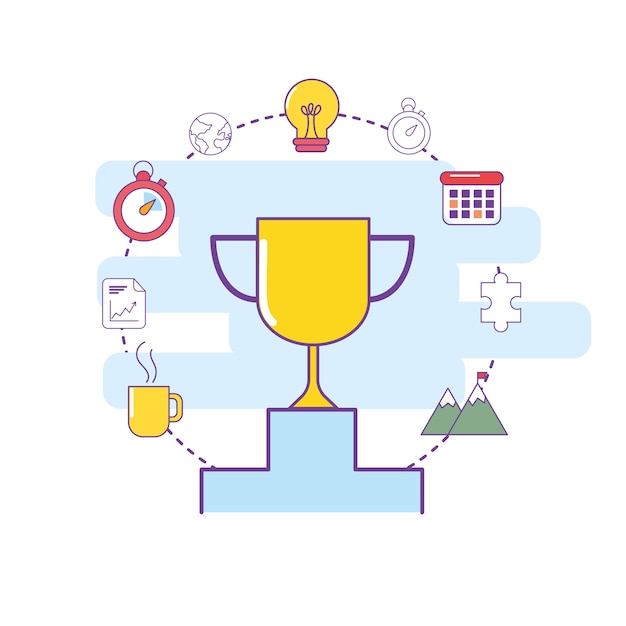 Vibrant Trophy and Inspiring Icons for Achieving Success | Jiffy Designs