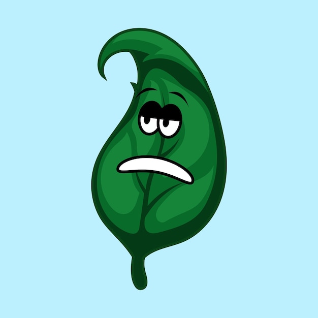 Grumpy Green Leaf with Expressive Cartoon Eyes | Jiffy Designs