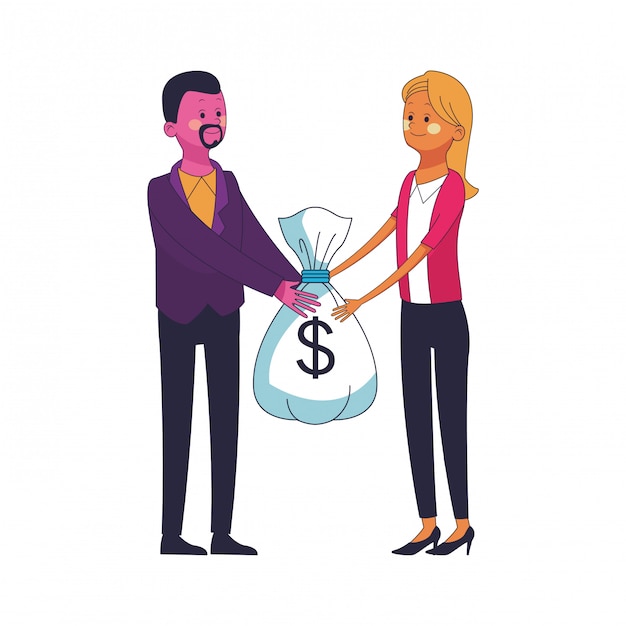 Business Partners Sharing Money Bag Illustration | Jiffy Designs