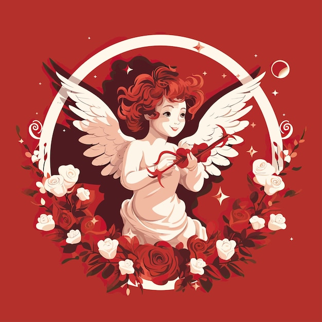 Enchanting Angelic Figure Surrounded by Vibrant Roses | Jiffy Designs