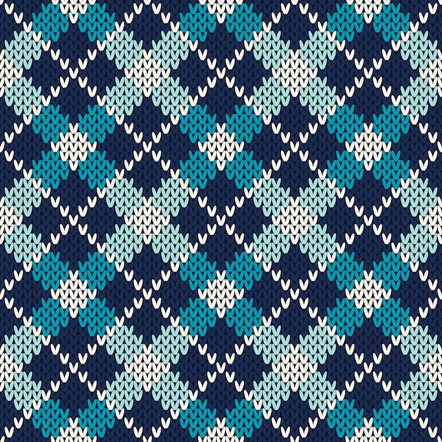 Cozy Argyle Knit Pattern in Shades of Blue | Jiffy Designs