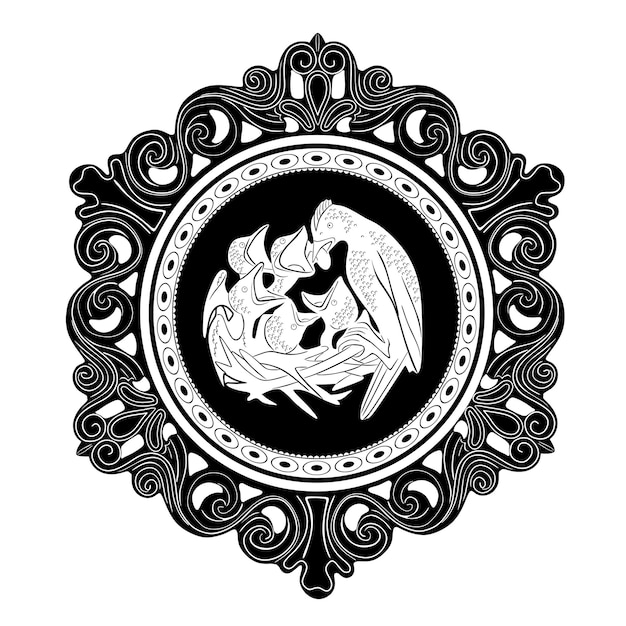 Elegant Monochrome Mythical Creatures Emblem | Jiffy Designs