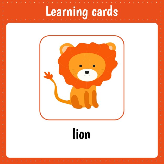 Adorable Illustrated Lion on Learning Cards | Jiffy Designs
