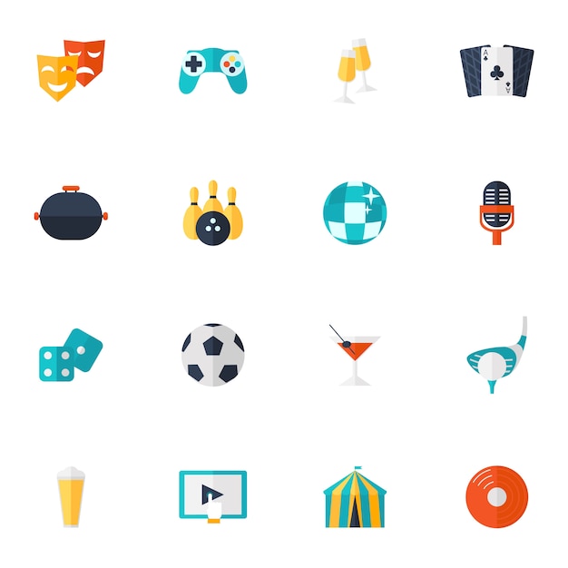 Vibrant Collection of Iconic Entertainment and Leisure Symbols | Jiffy ...
