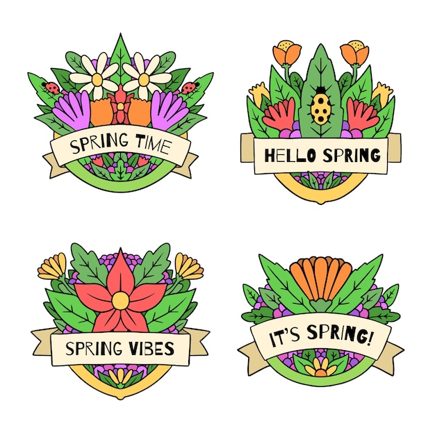 Vibrant Spring-Themed Floral Badges with Seasonal Greetings | Jiffy Designs