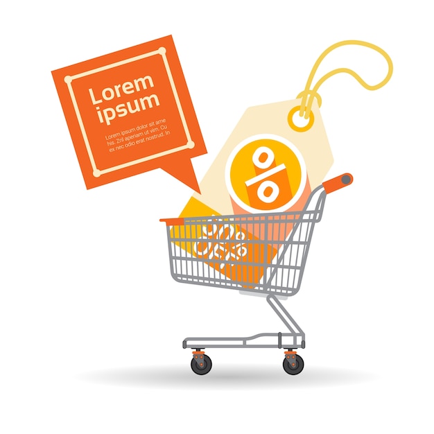 Shopping Cart with Discount Tag and Placeholder Text | Jiffy Designs