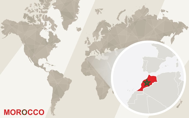 Detailed World Map Highlighting the Country of Morocco | Jiffy Designs